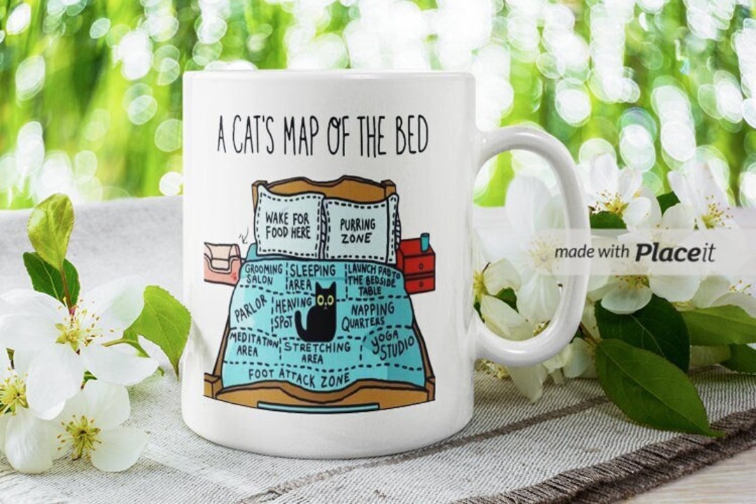 A Cats Map of the Bed ,retro Black Cat ,black Cat Coffee, Cat Lover ...