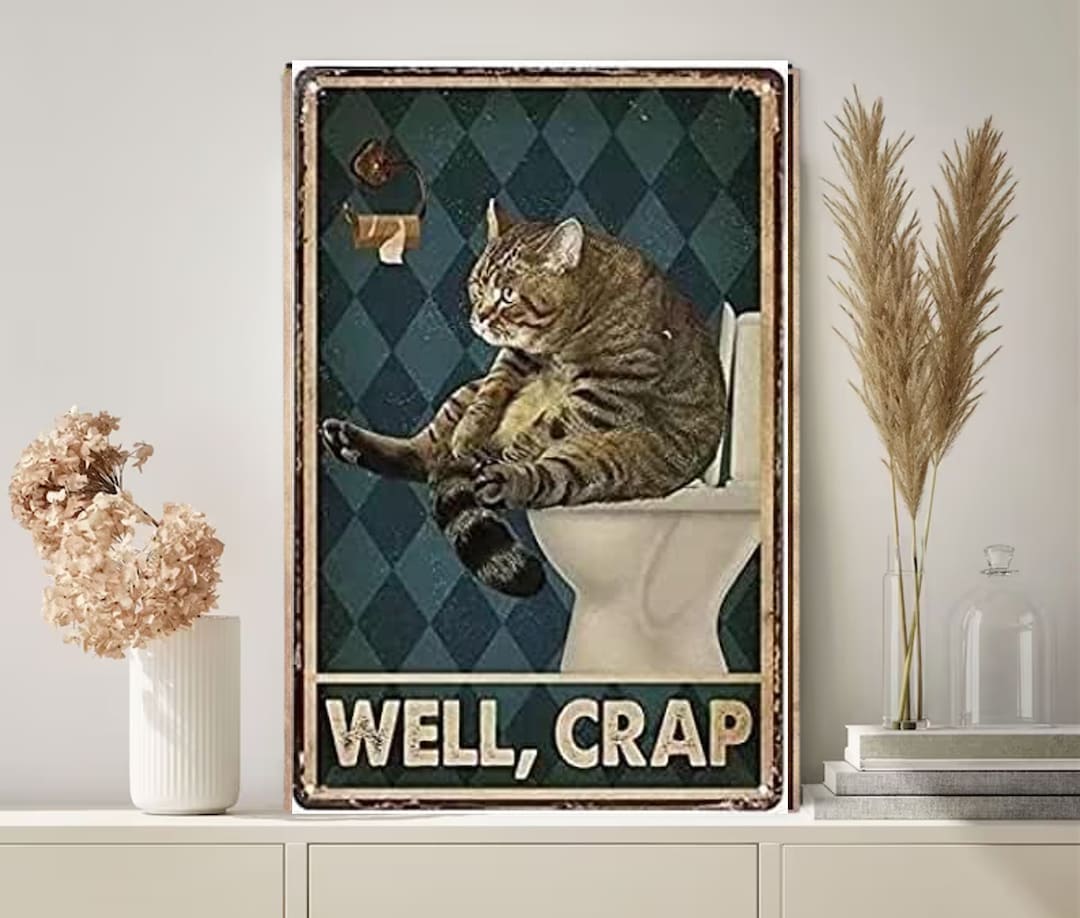 Well Crap Tabby Cat Poster , Black Cat Wall Art - Black Cat Print ...