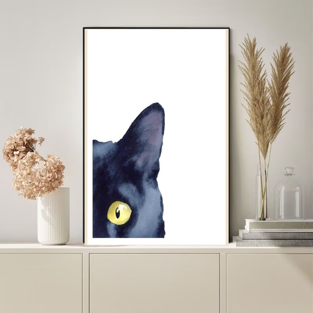 Black Cat Wall Poster , Black Cat Wall Art Black Cat Print black Cat ...