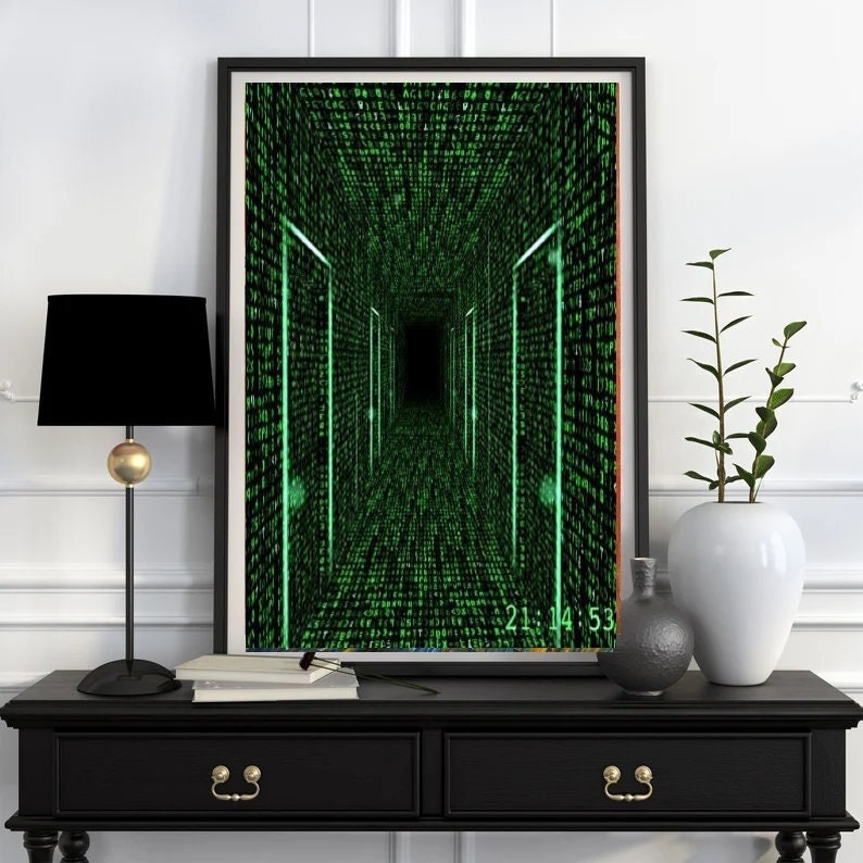 Matrix Rain Art Print ,matrix Rain Code Poster, Matrix Rain Digtial ...