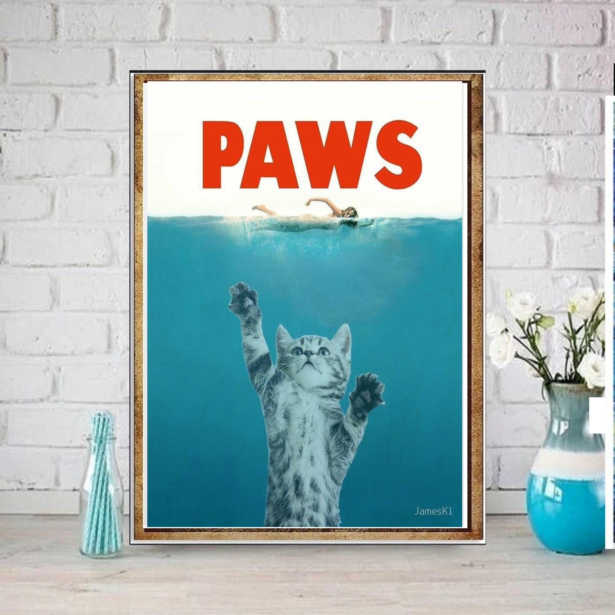 Paws Tabby Cat Poster ,tabby Cat Wall Art Tabby Print Cat Artwork Home ...