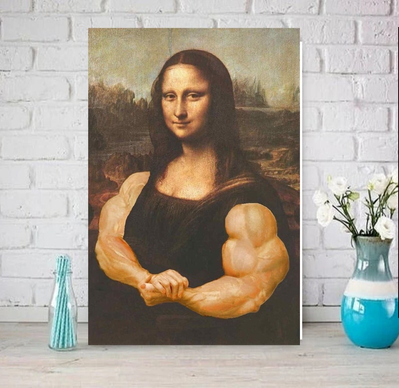 Mona Lisa With Biceps Print Original Oil Painting De Vinci - Etsy