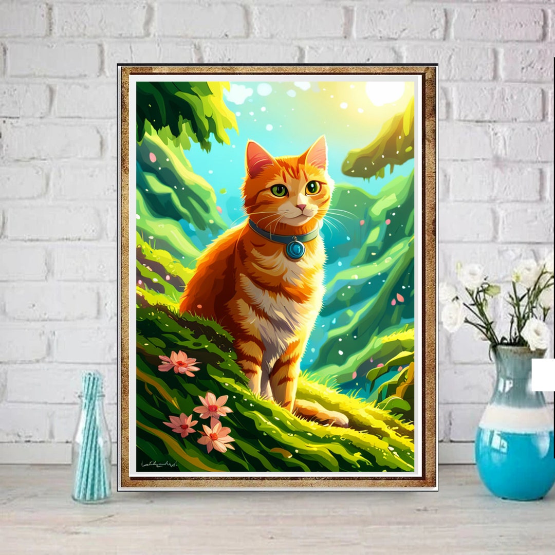 Tabby Cat Poster , Tabby Cat Wall Art - Tabbycat Print - Tabby Cat ...