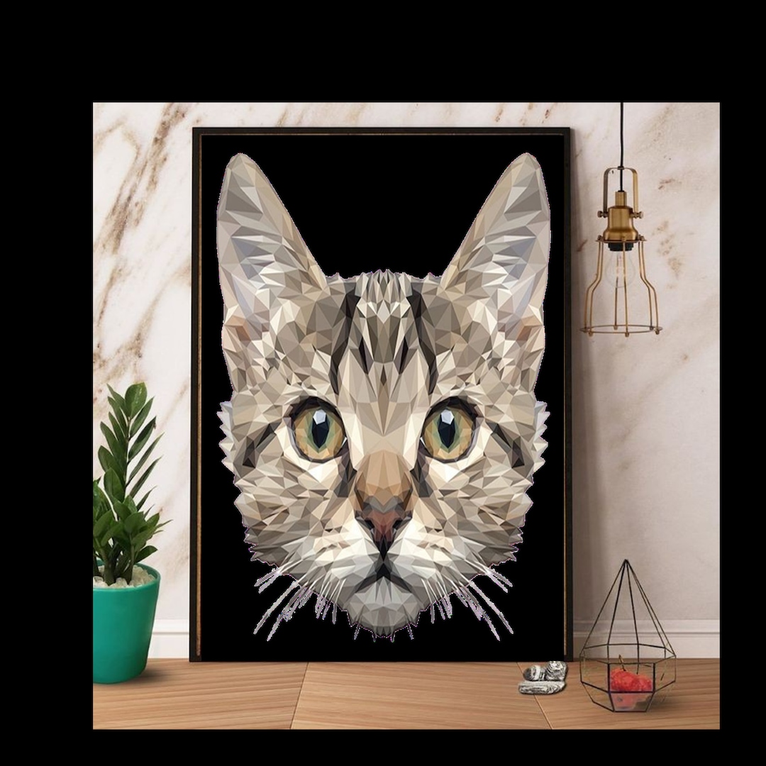 Tabby Cat Vector Image Cat Poster Tabby Cat Poster Tabby Cat Wall Art Tabby Cat Print Tabby