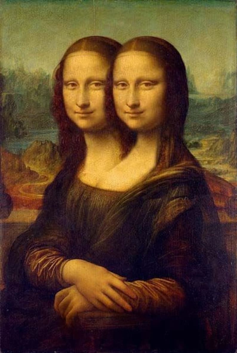 Mona Lisa With Two Heads Print, Jpeg,png Printable Original Oil ...