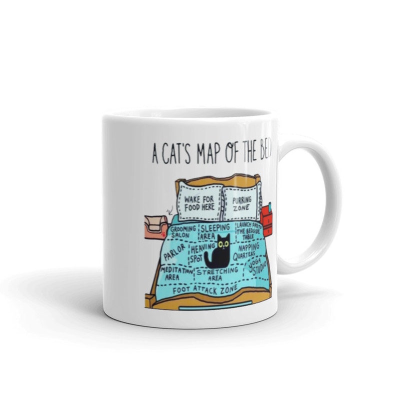 A Cats Map of the Bed retro Black Cat smoking Black | Etsy