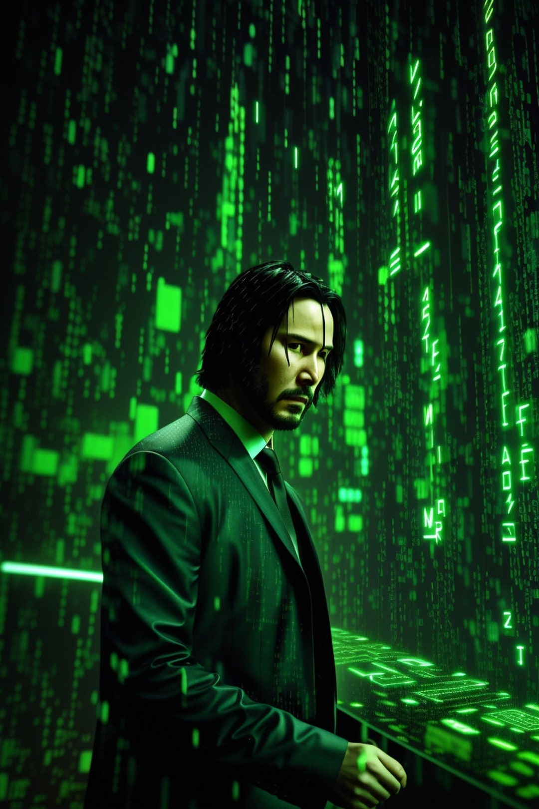 Neo Matrix Art Print ,matrix Poster, Neo Digtial Poster, Ai Generated ...