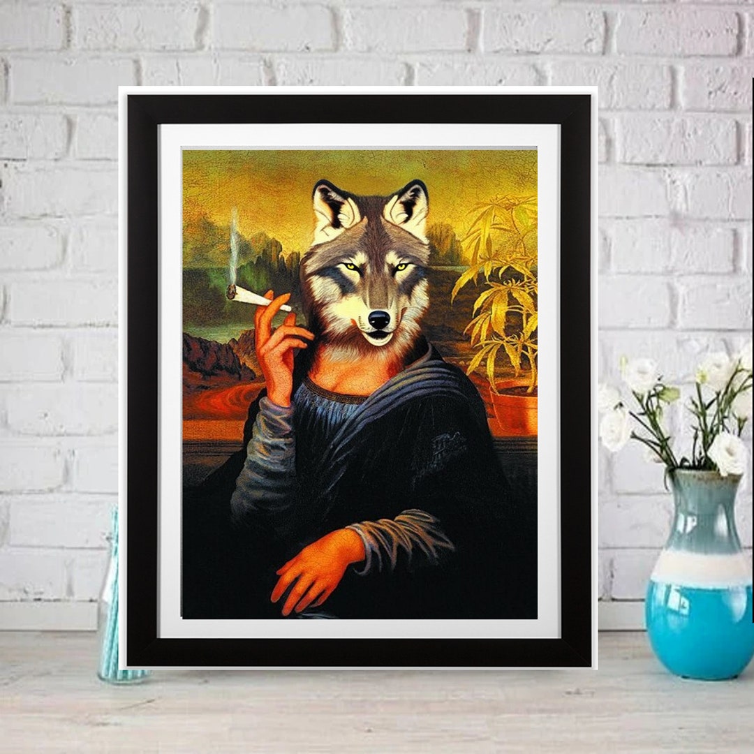 Mona Lisa Wolf Painting,png Printable Original Oil Painting Cat ...