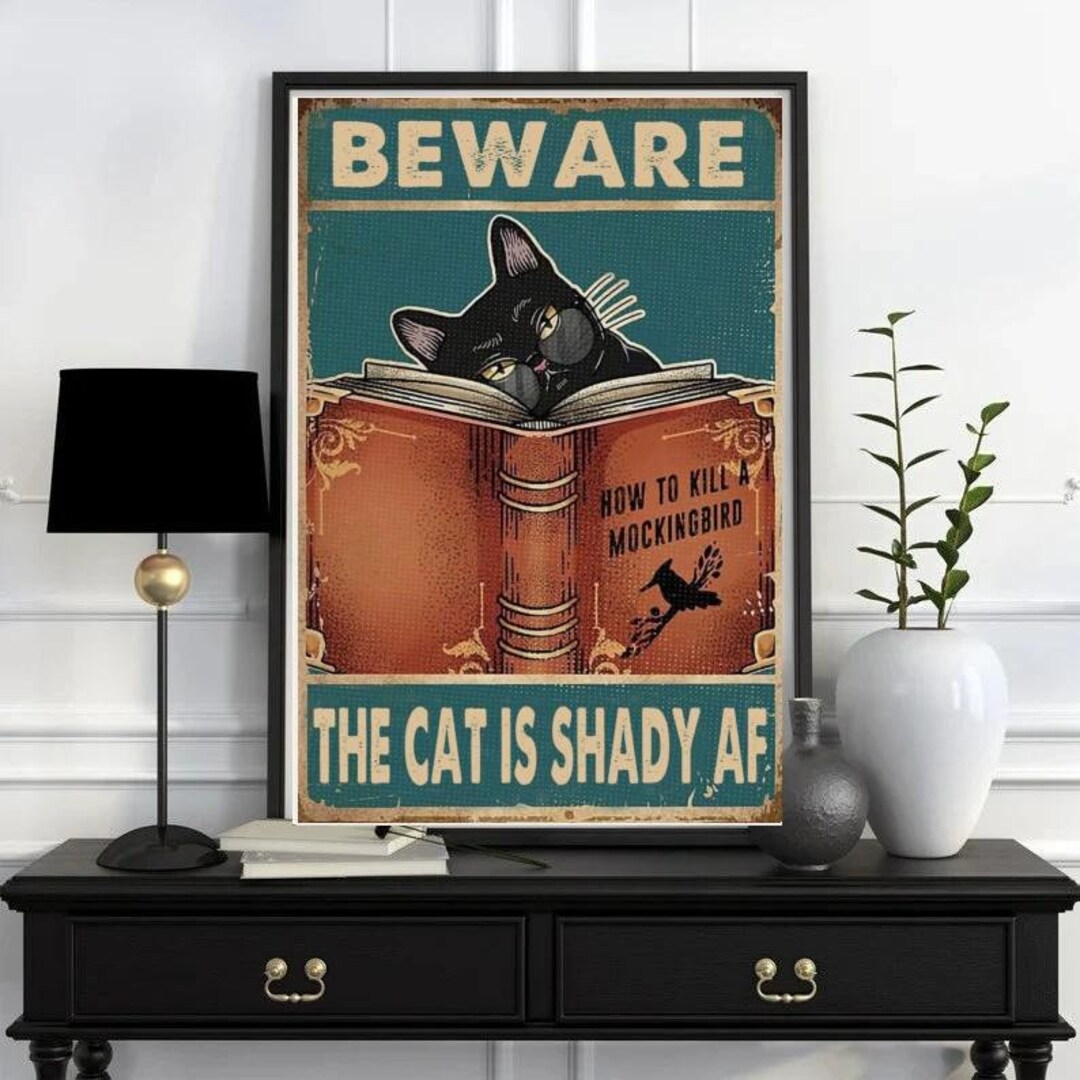 Beware Cat is Shady Af , Black Cat-poster , Ginger Cat Wall Art - Black ...