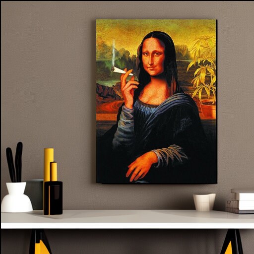 Mona Lisa Smoking a Joint , Svg,png Printable Original Oil Painting Cat ...