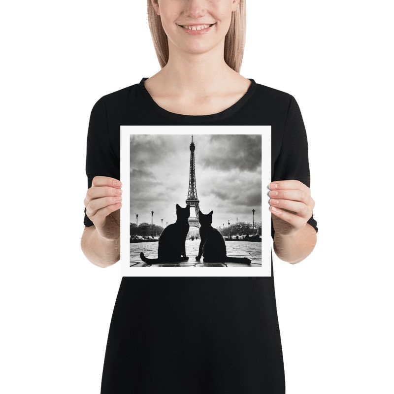 Chats à Paris scène de rue de Paris Tour Eiffel Art de chat - Etsy France