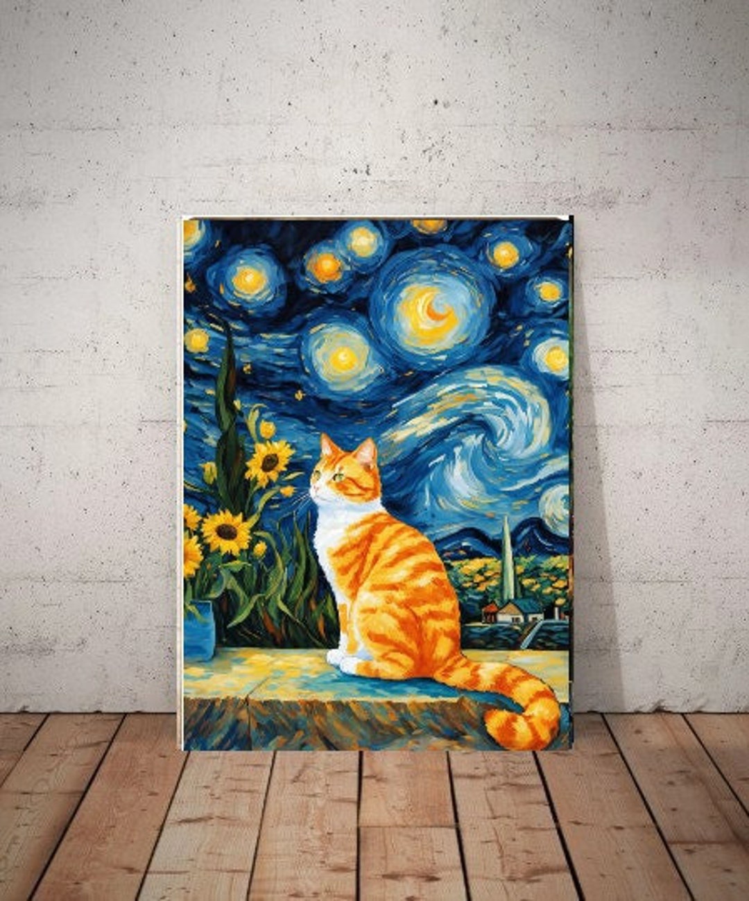 Van Gogh Tardis Starry Night Print,van Goth Starry Poster Cafe Terrace ...