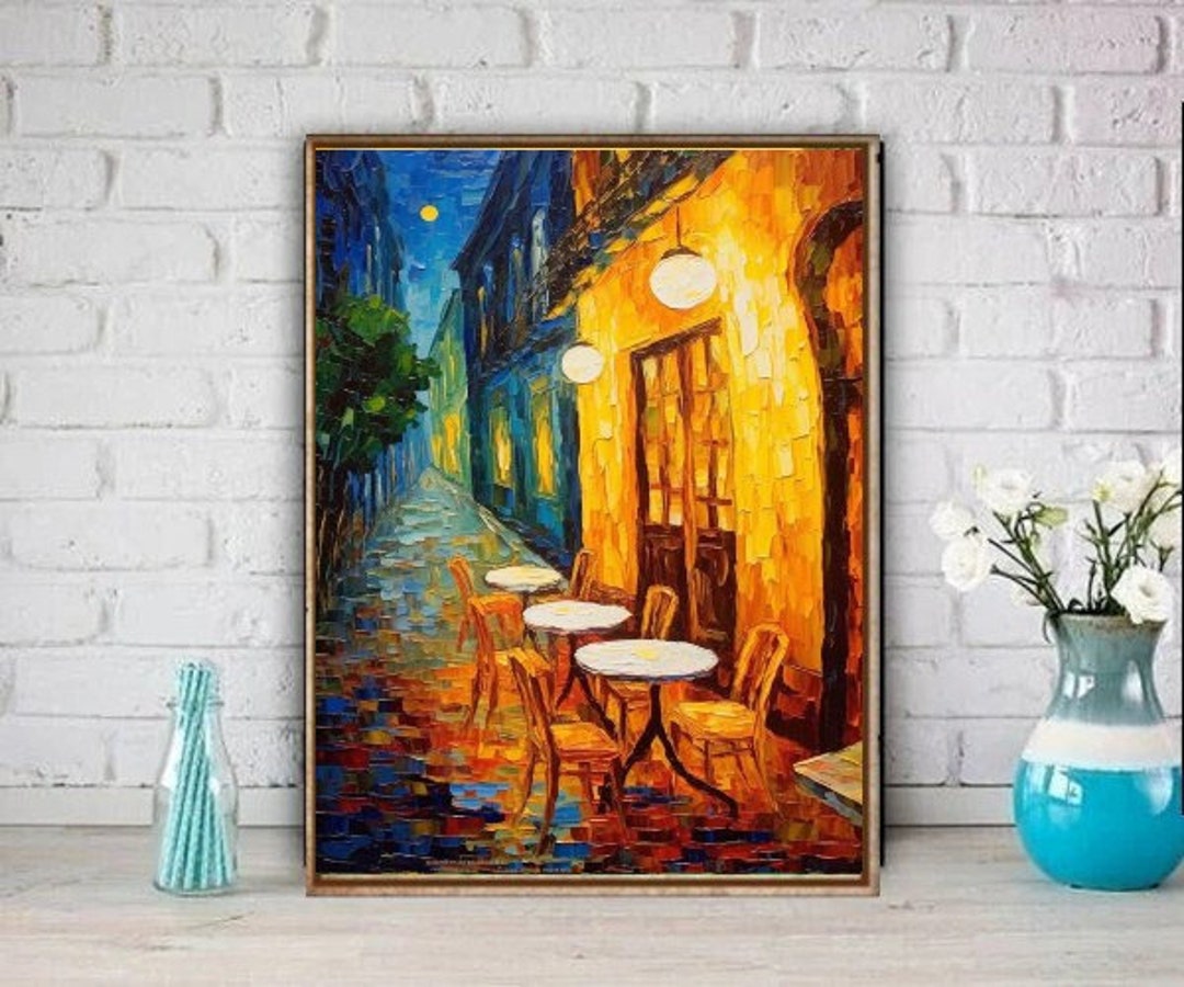 Van Gogh Cafe Terrace Print,van Goth Starry Poster Van Goth Png , Van ...