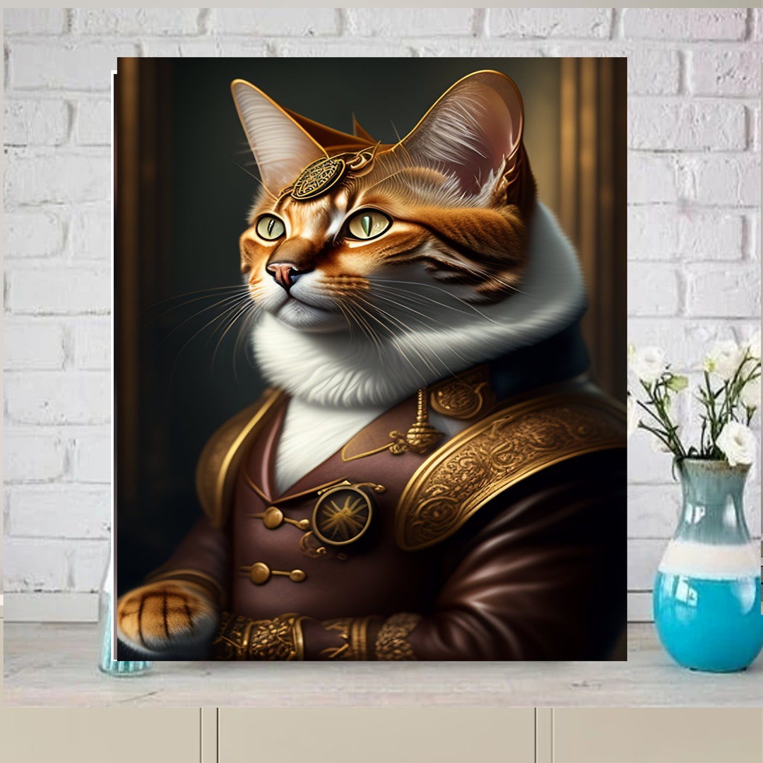 Steampunk Tabby Cat Poster , Tabby Cat Wall Art -tabby Cat Print -tabby ...