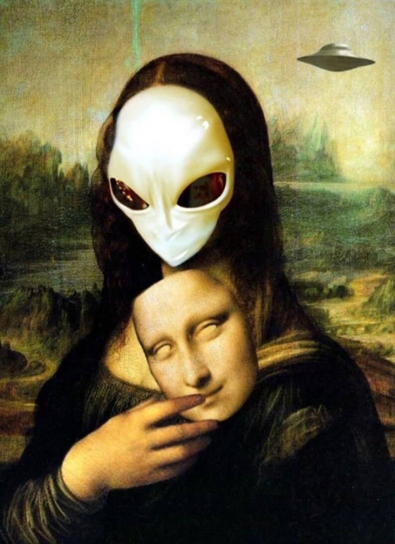 Mona Lisa With Alien Mask Print Jpegpng Printable Original - Etsy