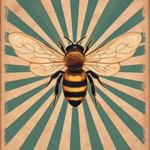 Be Kind Poster, Bee , Honey Bee Art Poster, Honey Bee Print, Vintage ...