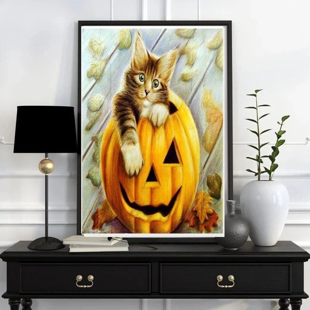 Halloween, Tabby Cat-poster ,tabby Cat Wall Art -tabby Cat Print -tabby ...