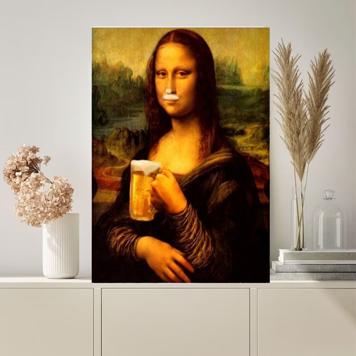 Mona Lisa Drinkin Beer png Printable Original Oil Painting - Etsy