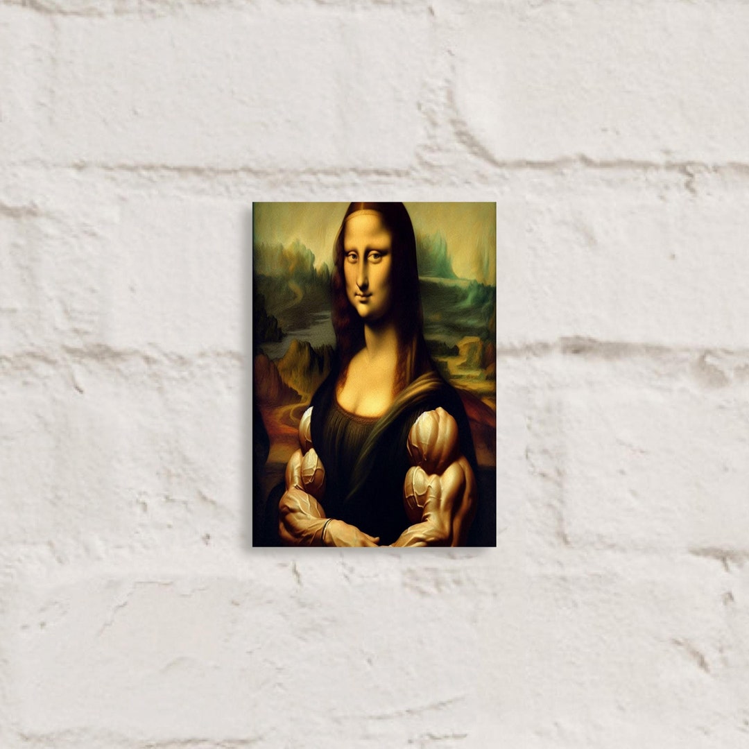 Mona Lisa With Biceps Print, Original Oil Painting De Vinci Portrait ...