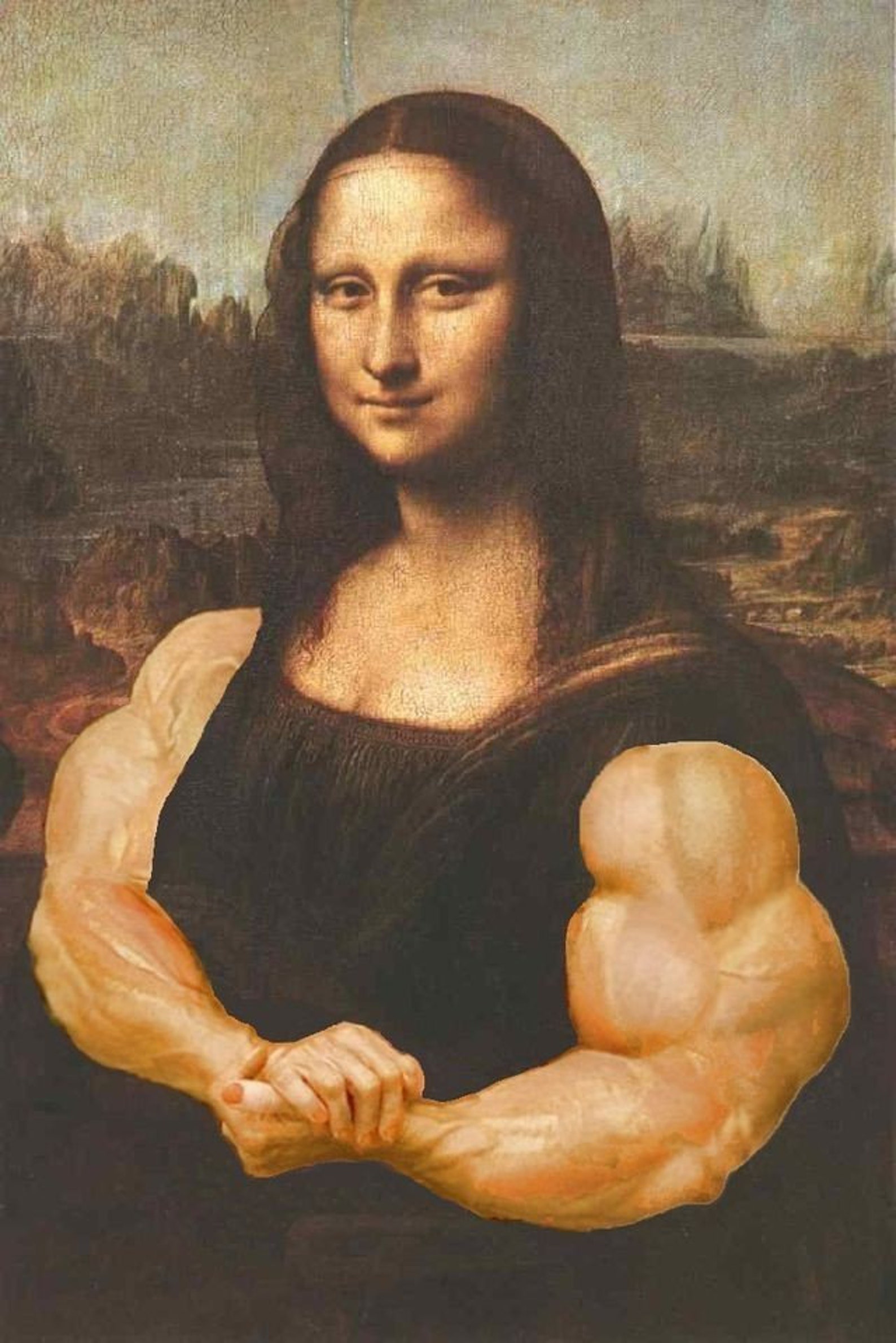 Mona Lisa With Biceps Print, Original Oil Painting De Vinci Portrait ...