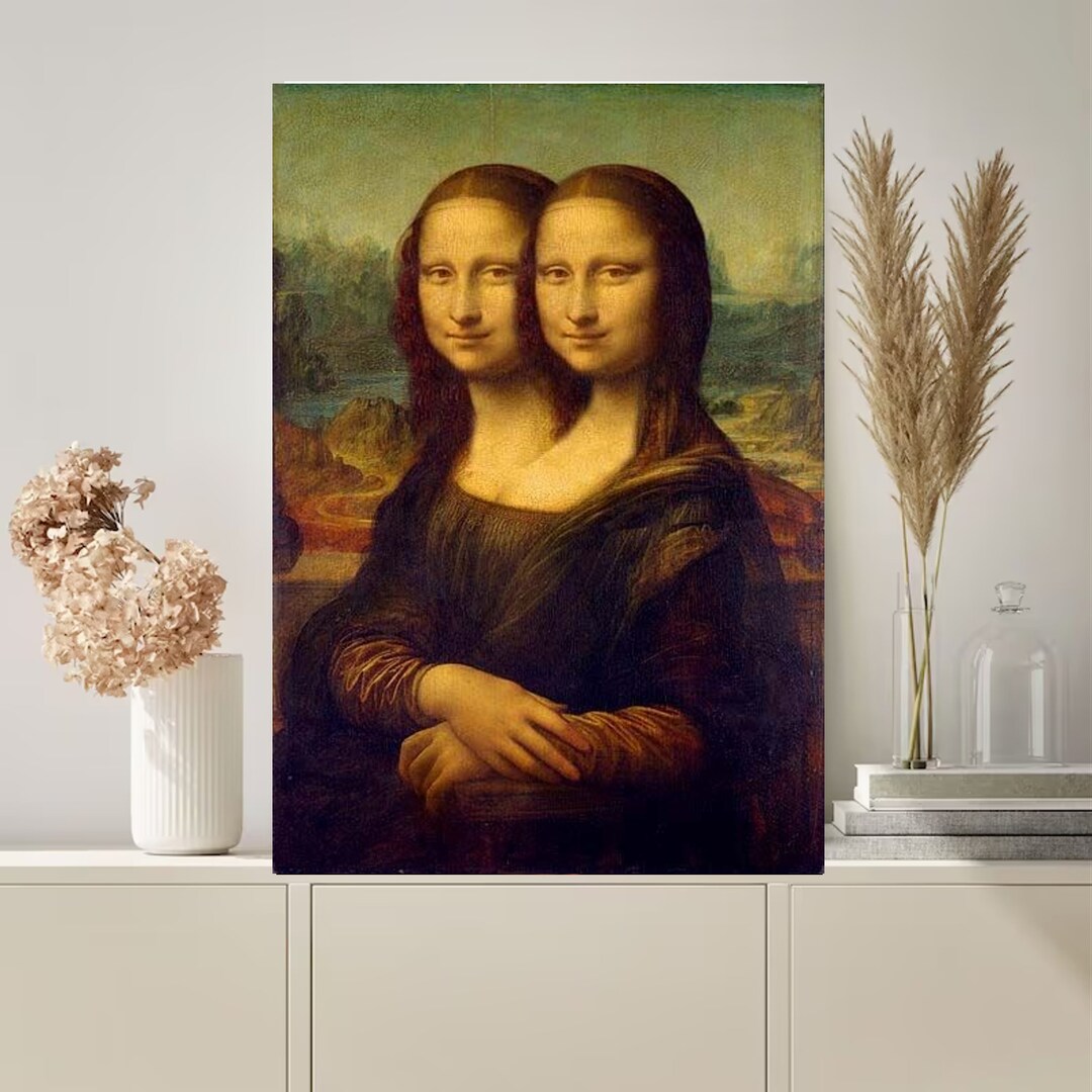 Mona Lisa With Two Heads Print, Jpeg,png Printable Original Oil ...