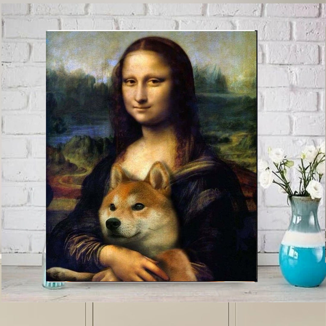 Mona Lisa Holding a Dog Print,original Oil Painting De Vinci Portrait ...