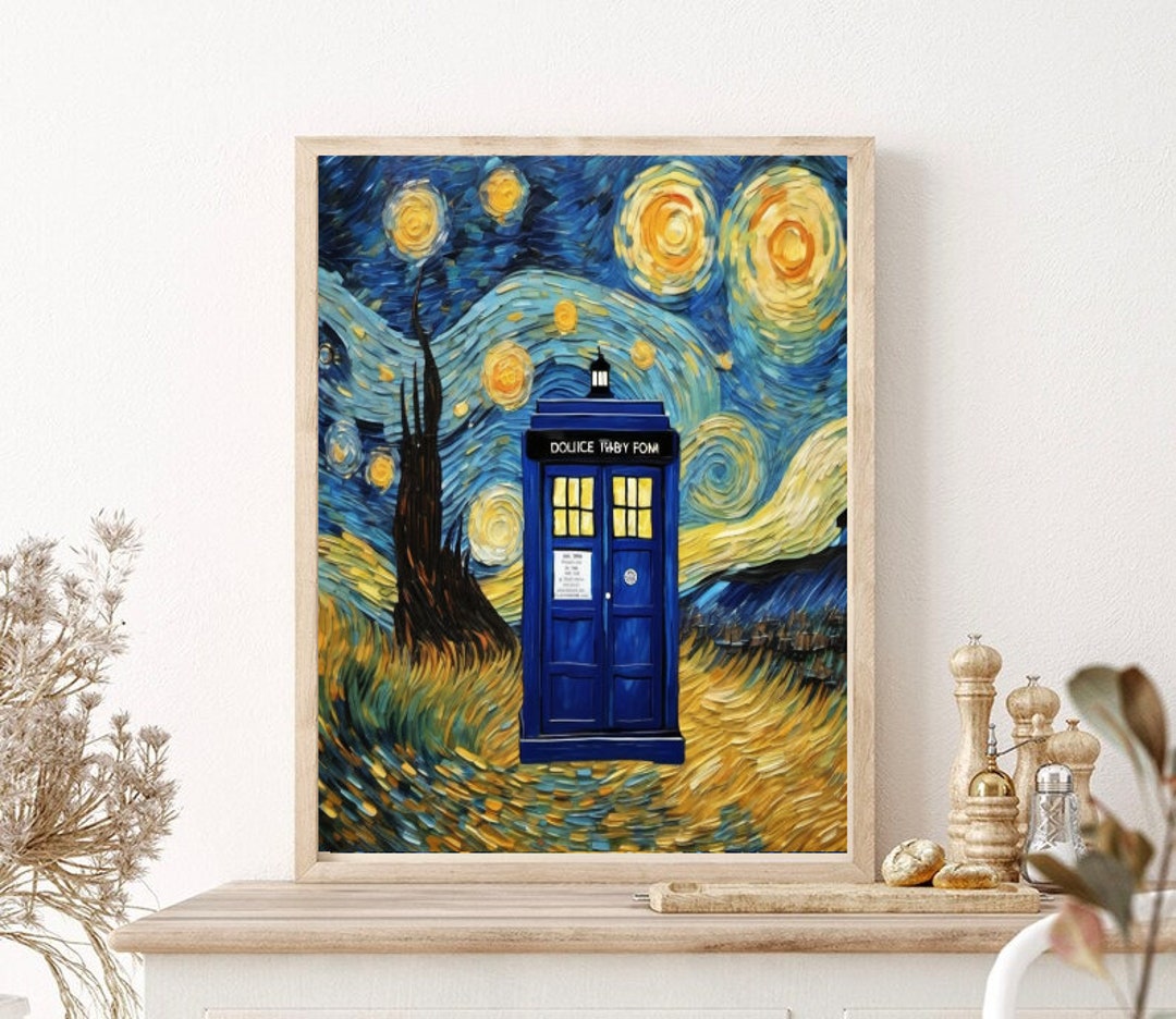 Van Gogh tardis noche estrellada png impresión, van goth cartel ...