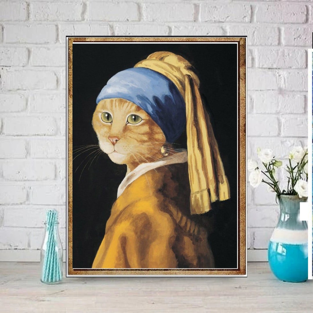 Joannes Vermeer Cat Poster ,vintage Tabby Cat Painting- Tabby Print ...
