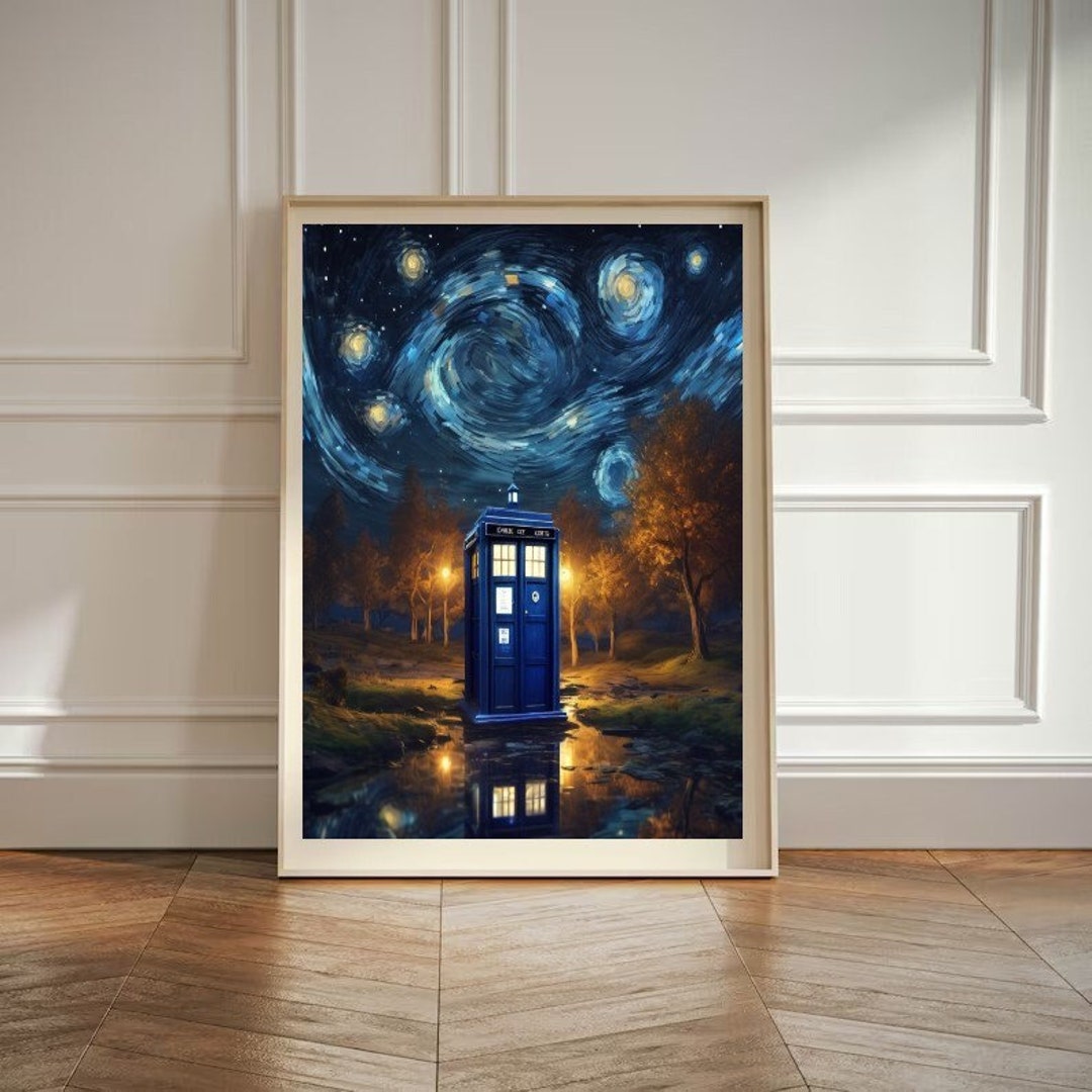 Van Gogh Tardis Starry Night Print,van Goth Starry Poster | Dr Who ...