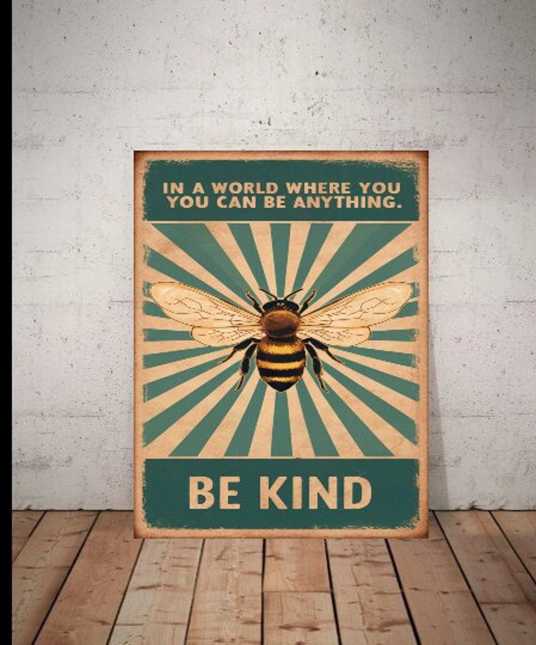 Be Kind Poster, Bee , Honey Bee Art Poster, Honey Bee Print, Vintage ...