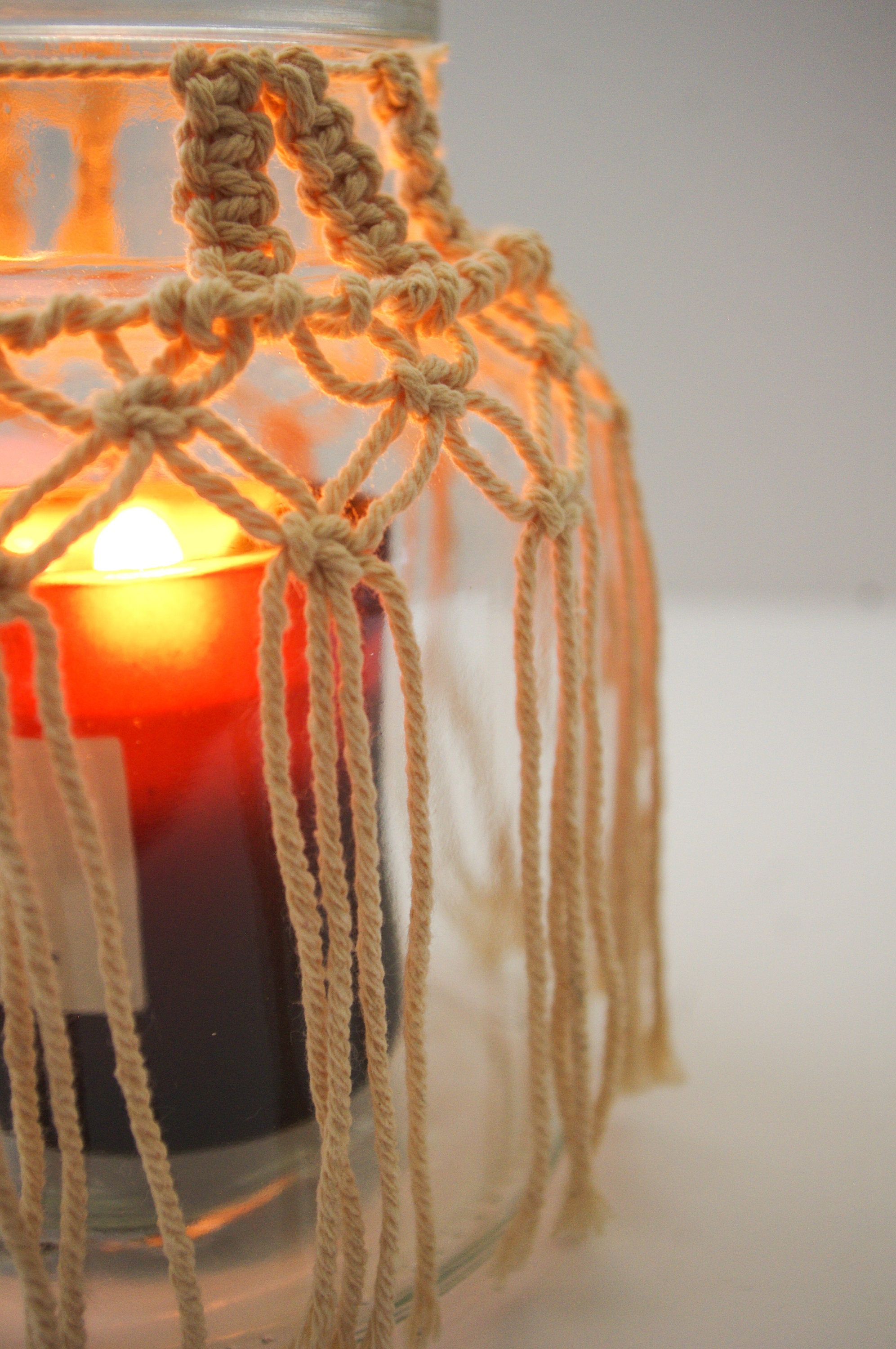 Bohemian Macrame Candle Hurricane - Etsy
