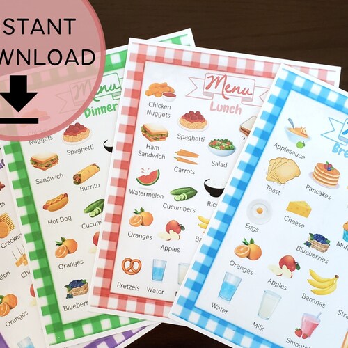 Little Menus Printables Pretend Play Menus Kids Breakfast - Etsy
