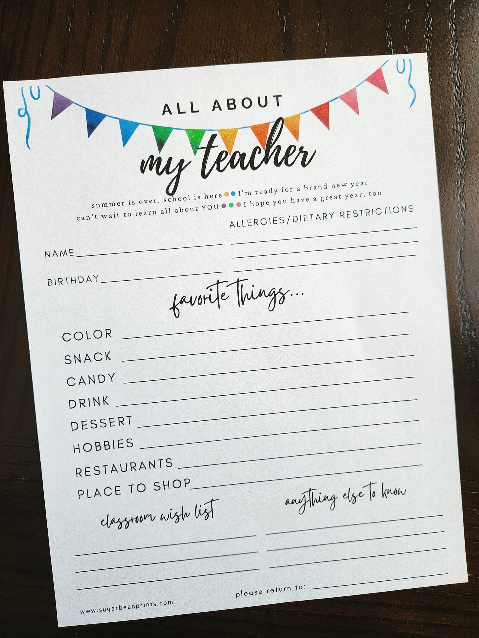 All About My Teacher Questionnaire | Get to Know Your Teacher | Back to ...
