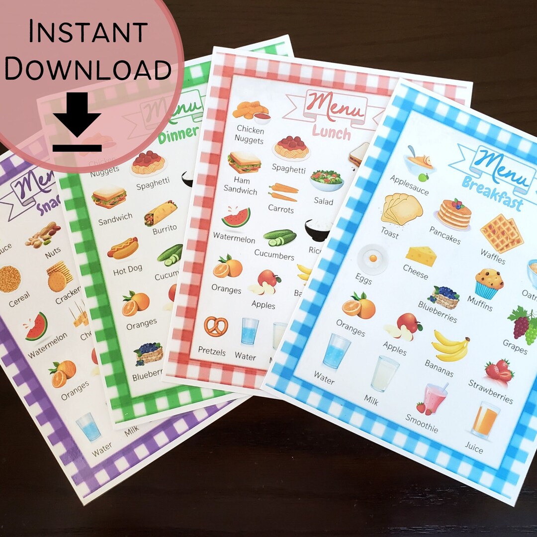 Little Menus Printables | Pretend Play Menus | Kids Breakfast, Lunch ...
