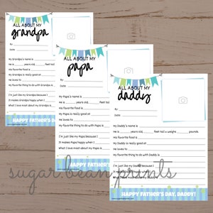 Father's Day Questionnaire Printable | All About My Daddy, Grandpa ...