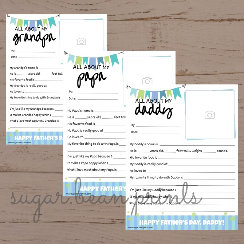 Father's Day Questionnaire Printable | All About My Daddy, Grandpa ...