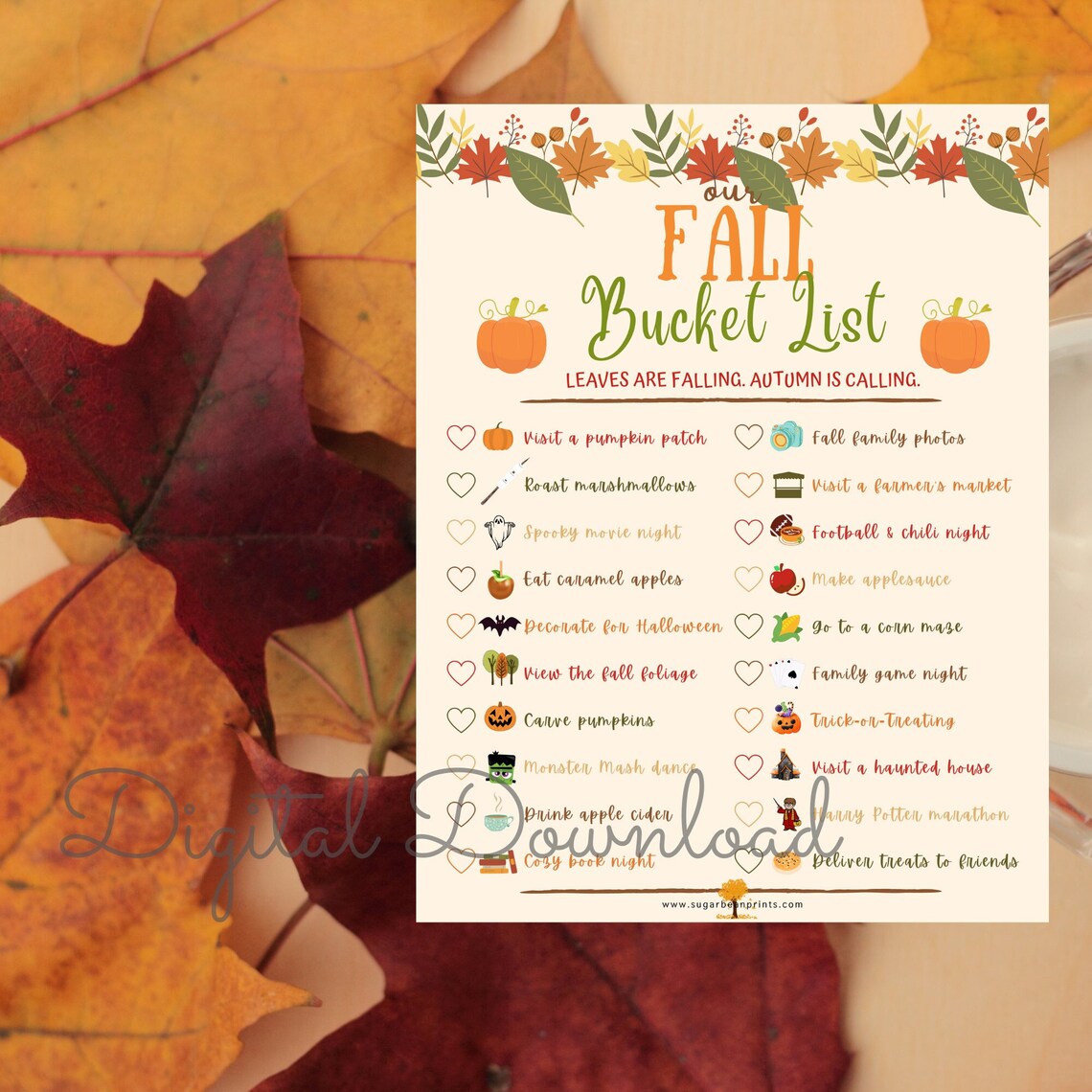 Fall Bucket List Printable | Autumn Family Checklist | Kids Seasonal ...