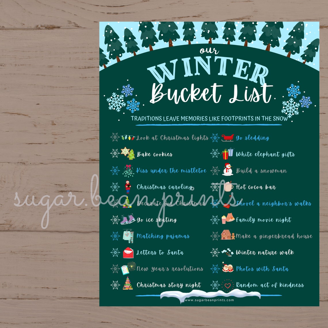Winter Bucket List Printable | Holiday Bucket List | Winter & Christmas ...