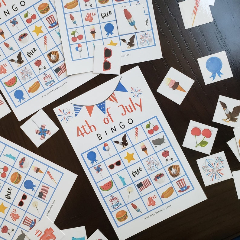 4th of July BINGO Cards Printable | Independence Day Game | Kids Bingo ...