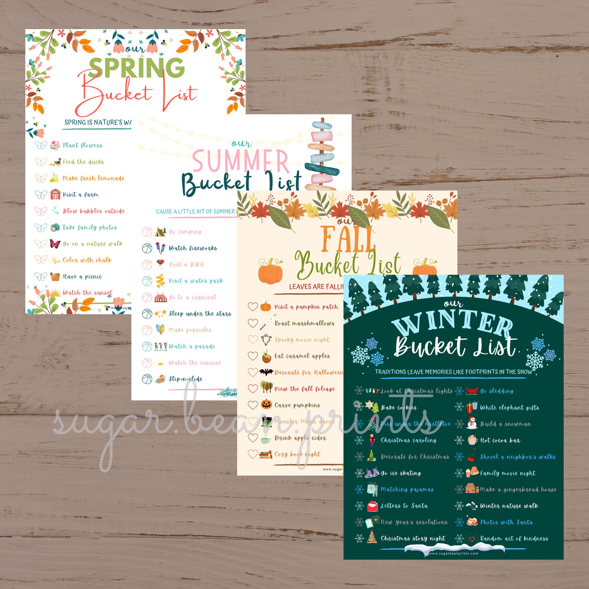 4 Seasons Bucket List Pack | Family Activities & Traditions for Spring ...