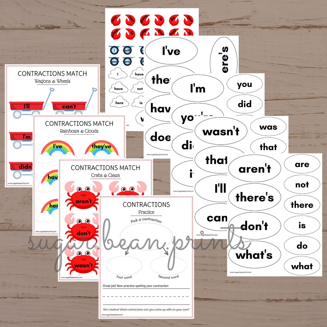 Contractions Match Practice Printable | Word Match Activity | Kids ...