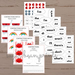 Contractions Match Practice Printable | Word Match Activity | Kids ...