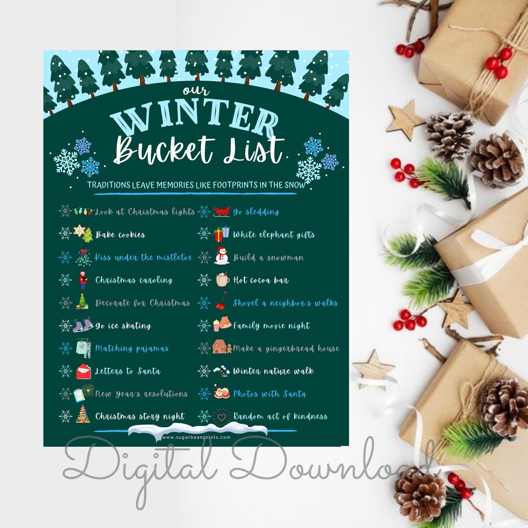Winter Bucket List Printable | Holiday Bucket List | Winter & Christmas ...
