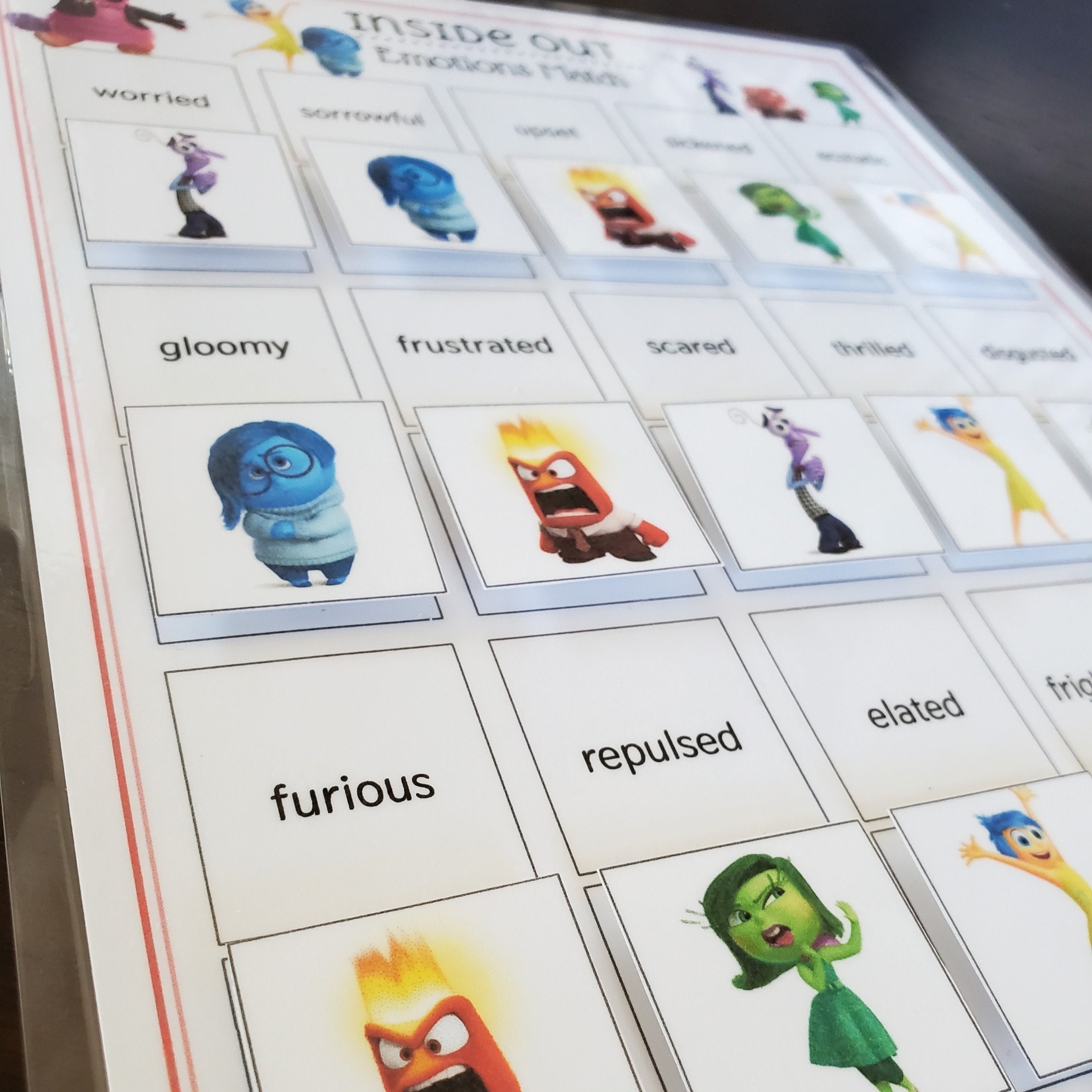 Inside Out Emotions Match Printable | Kids Feelings Activity | Synonym ...