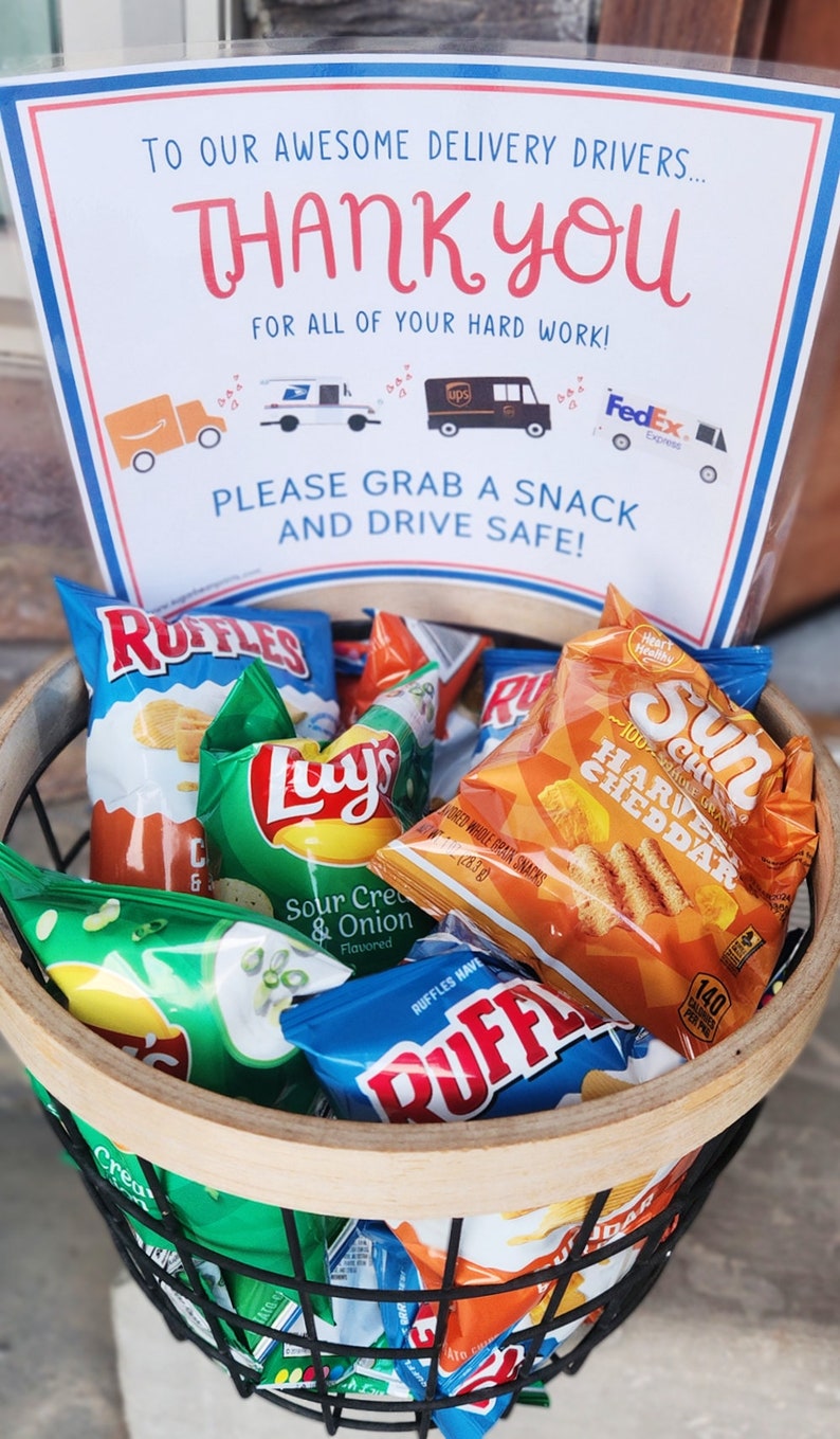 Delivery Driver Thank You Sign Driver Snack Basket Sign Mailman Amazon ...