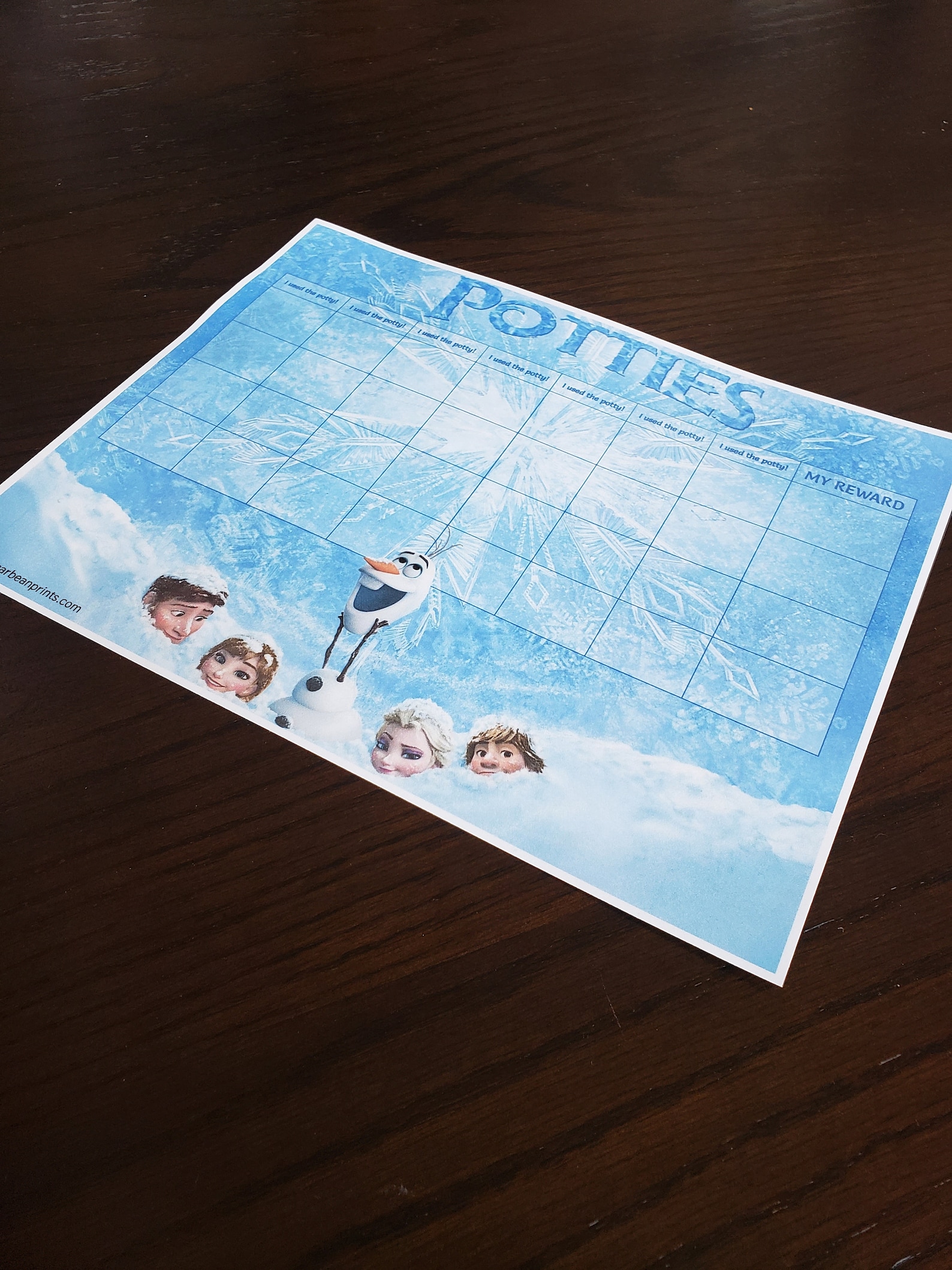Frozen Potty Training Chart Printable | Anna Elsa Kristoff Sven Olaf ...