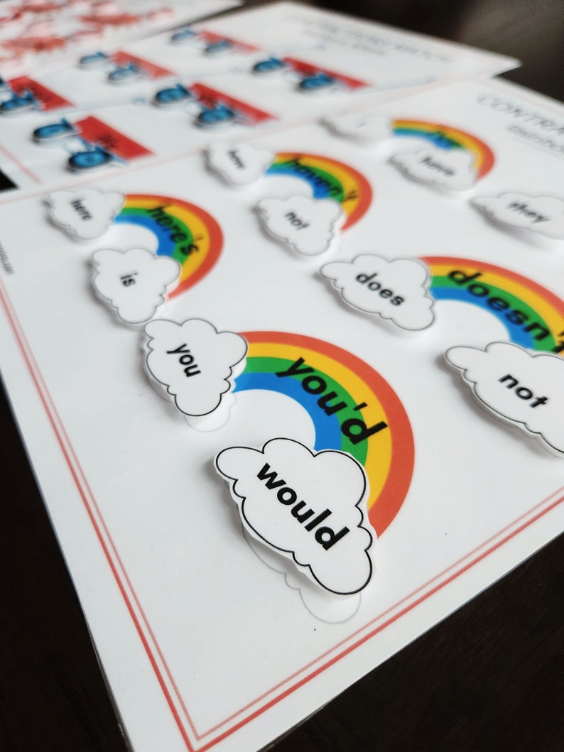 Contractions Match Practice Printable | Word Match Activity | Kids ...