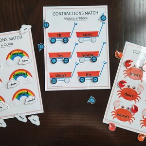 Contractions Match Practice Printable | Word Match Activity | Kids ...