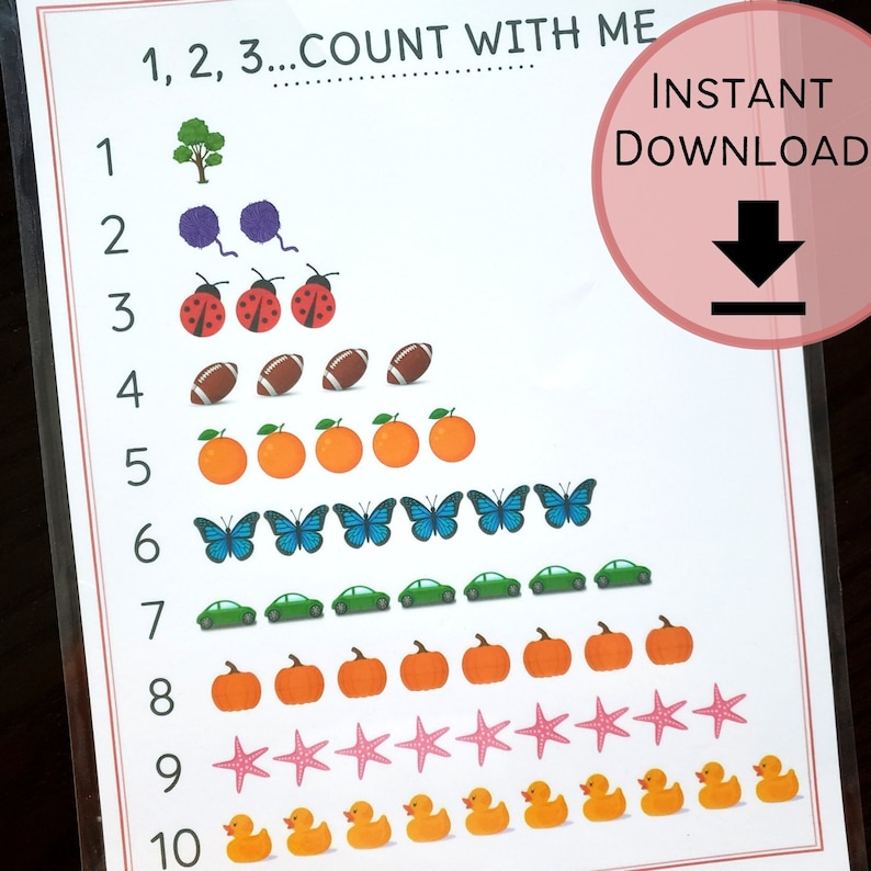1, 2, 3...count With Me Printable | Kids 1-10 Number Chart | Preschool ...