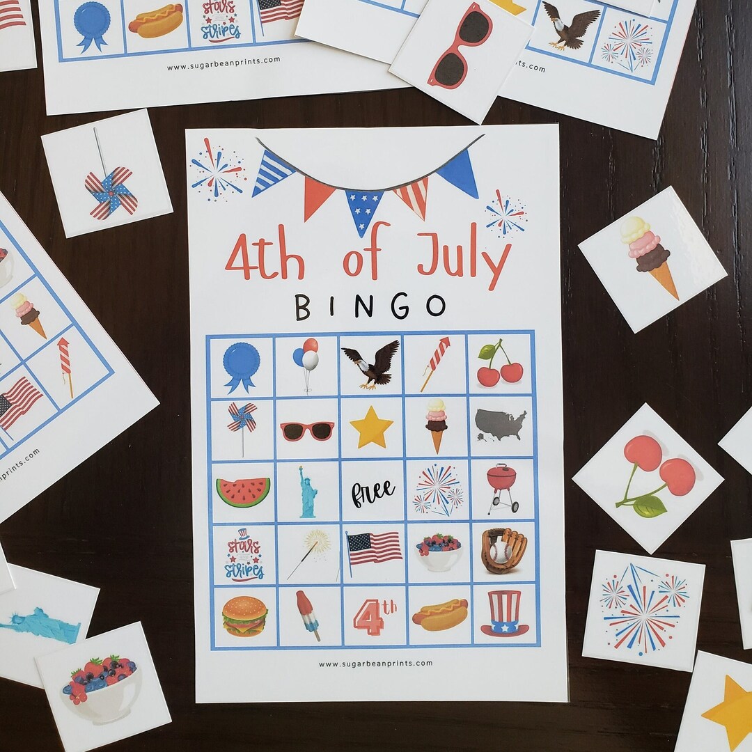 4th of July BINGO Cards Printable | Independence Day Game | Kids Bingo ...